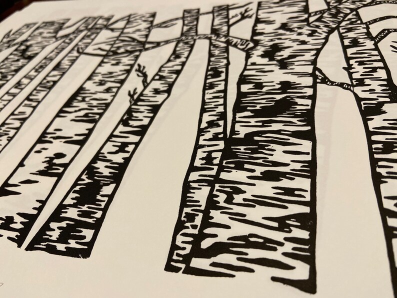 Birch Tree Art, Linocut Print, Nature Wall Art - Etsy