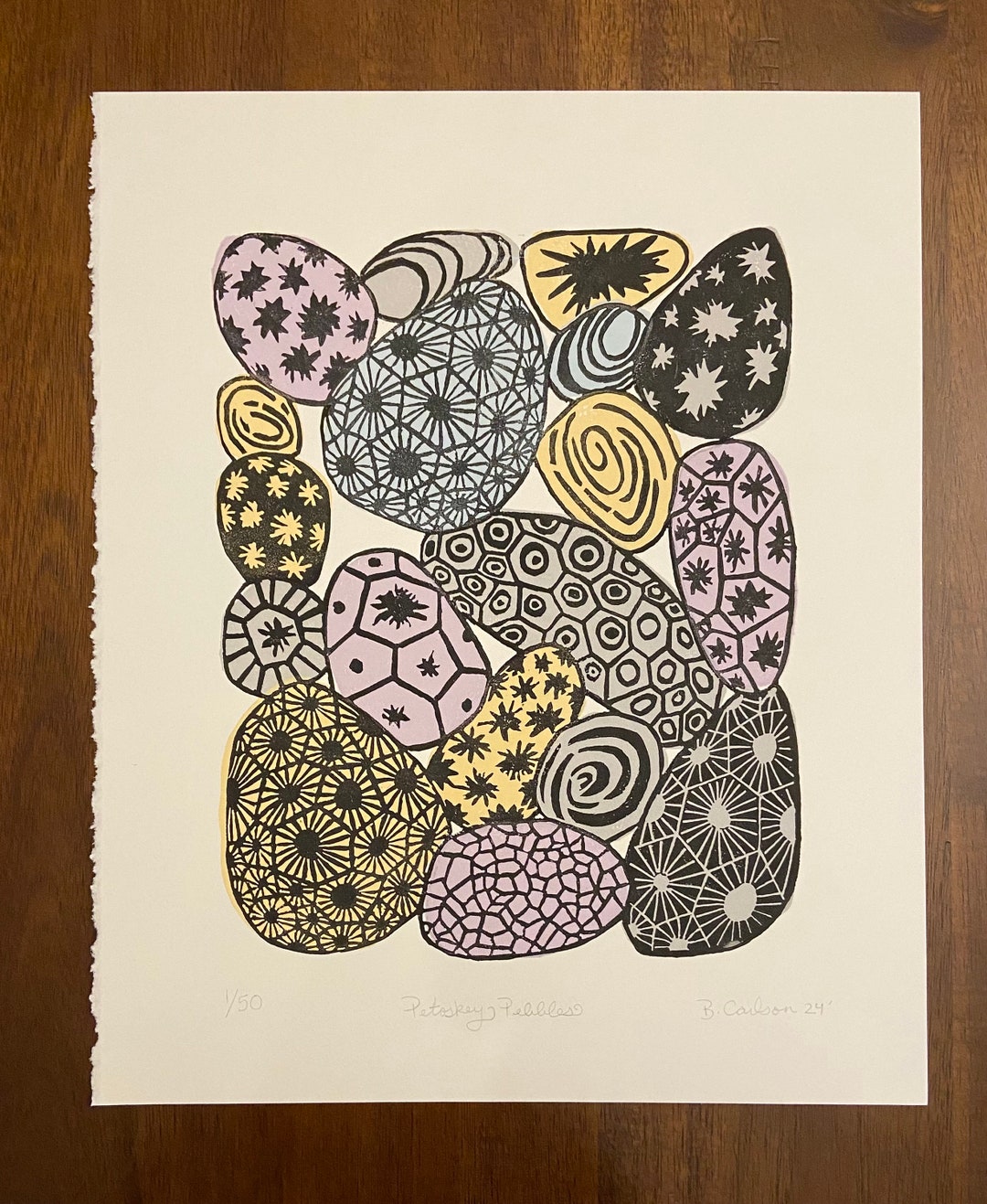 Petoskey Pebbles, Rocks, Stone Print, Michigan Petoskey, Linocut ...