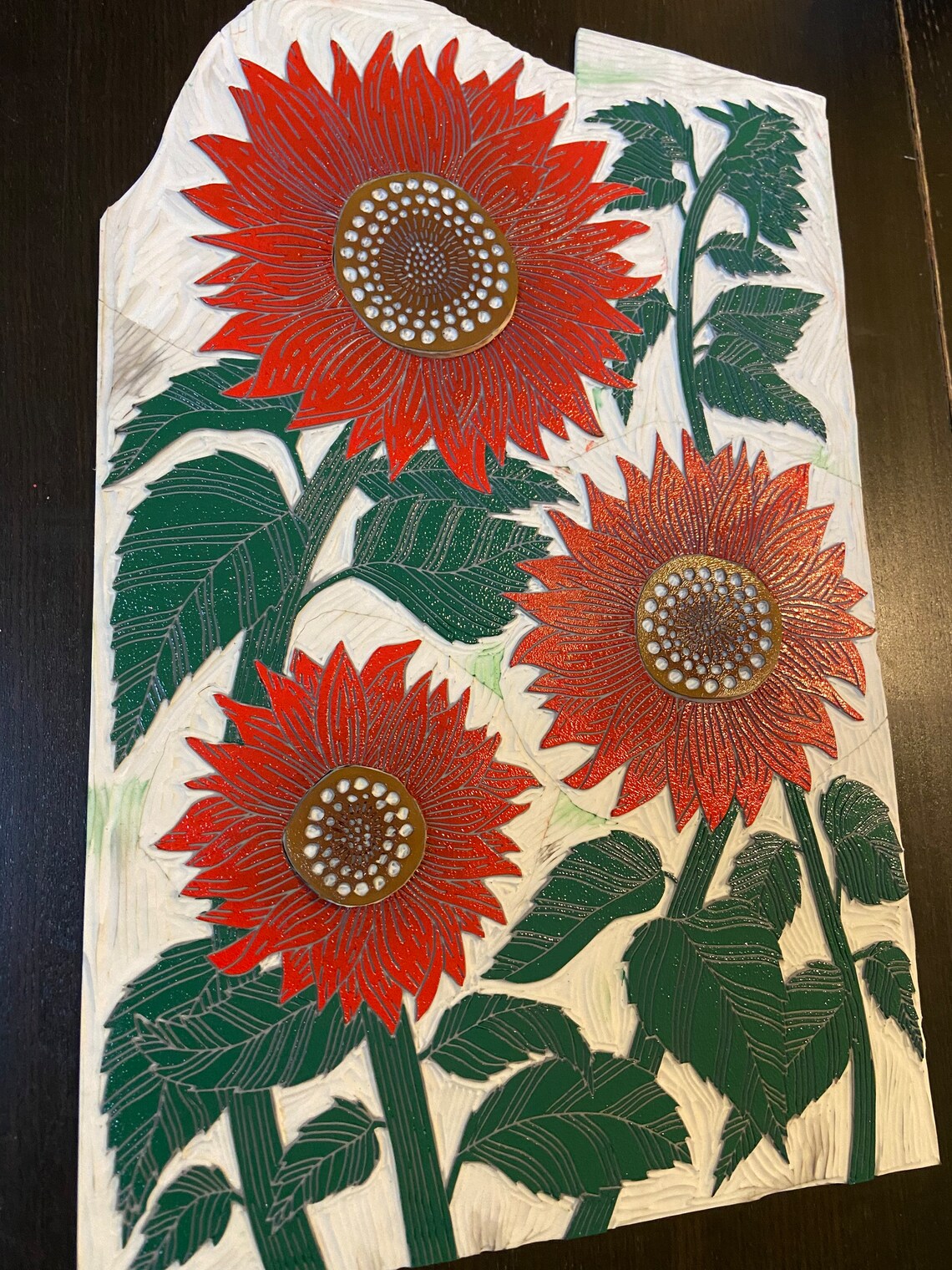 Red Sunflowers Sunflower Linocut Linocut Flowers Sunflower - Etsy
