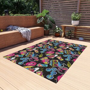 Life in the 90's Indoor Outdoor Area Rug Retro Roller Rink 80's Life 80 ...