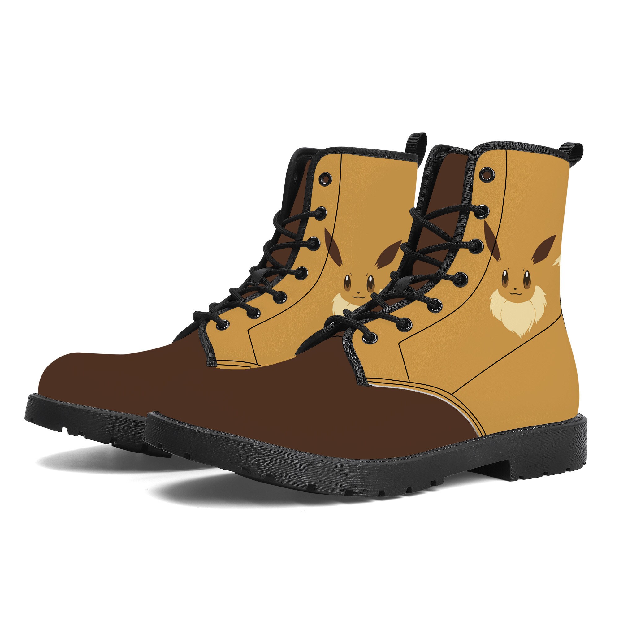 Custom Eevee Inspired Vegan Leather Combat Boots Pokemon Go - Etsy