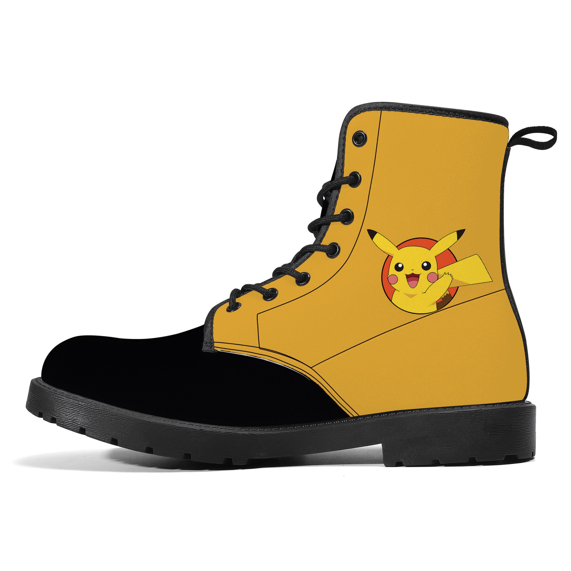 Custom Pikachu Inspired Vegan Leather Combat Boots Pokemon - Etsy
