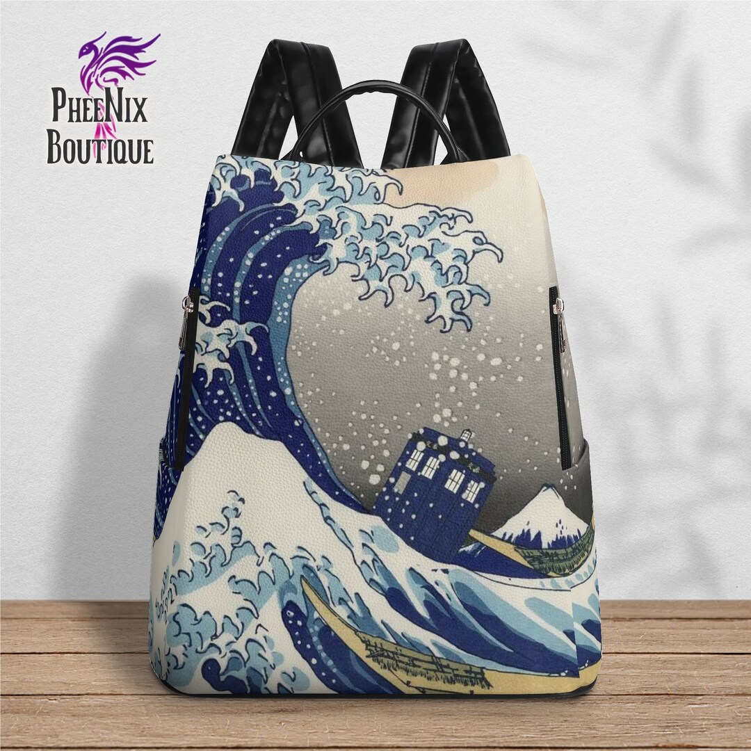 TARDIS in the Wave Anti-theft Daypack Doctor Who Vegan Leather Backpack ...