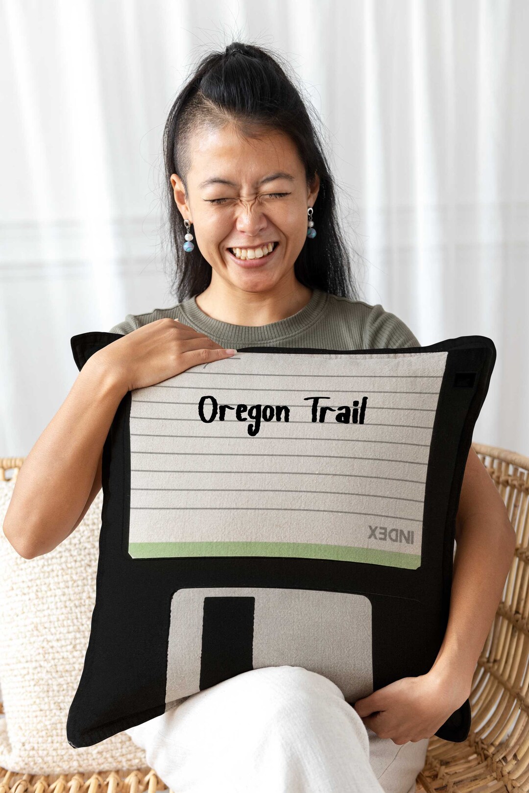 Custom Oregon Trail 3.5 Floppy Disk Premium Hypoallergenic Throw Pillow ...