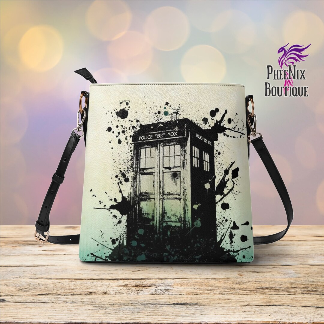 TARDIS Vegan Leather Crossbody Purse Bad Wolf Bucket Bag Adjustable ...