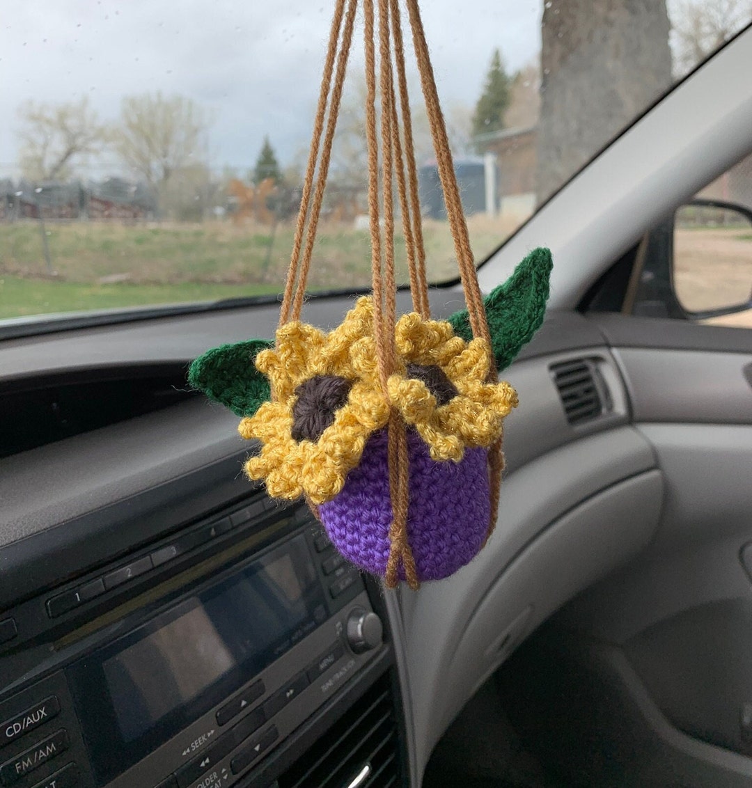 Sunflower Car Plant, Car Bling for Women, Rearview Mirror Plant, Plant ...