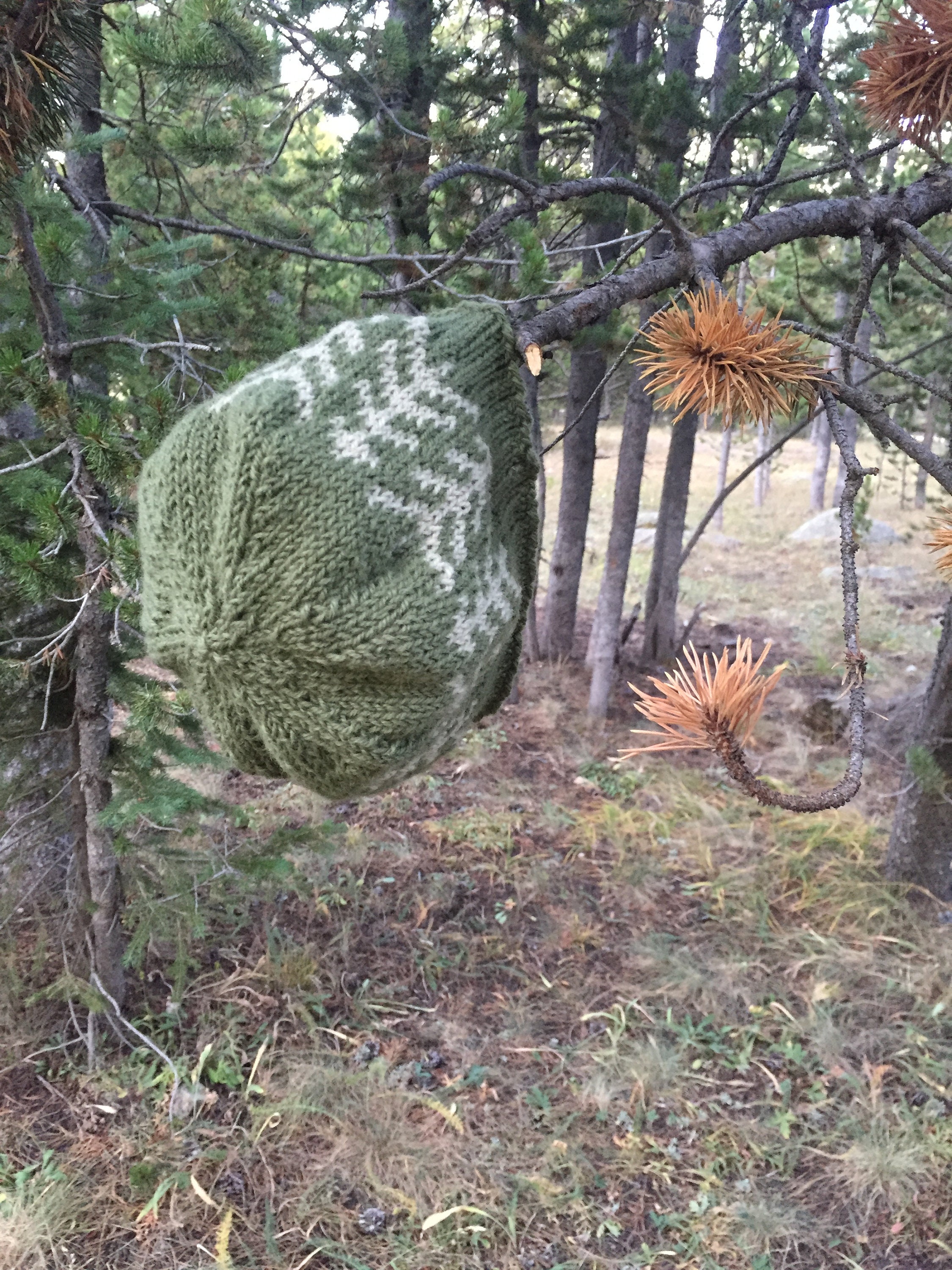 Handknit Wool Hat, Unisex Wool Beanie, Tree Pattern Knit Hat, Winter ...