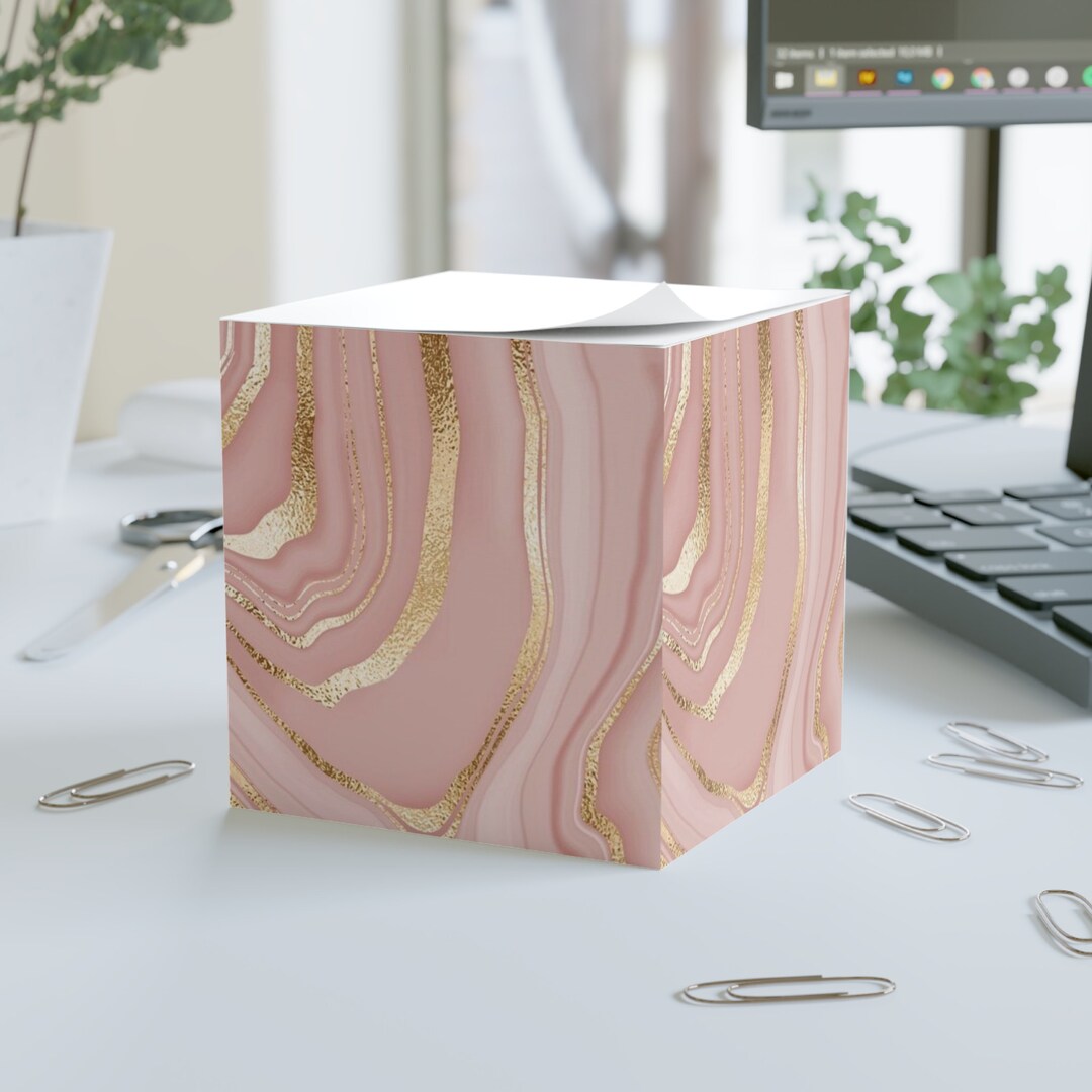 Sticky Note Cube Rose Gold Marble - Etsy