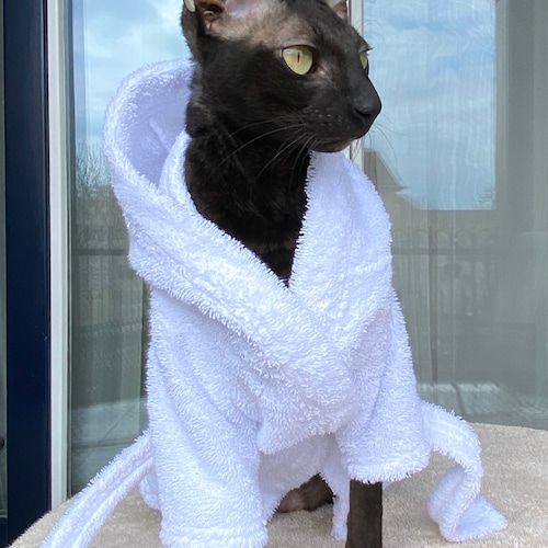 Kotomoda CAT WEAR Bathrobe White - Etsy