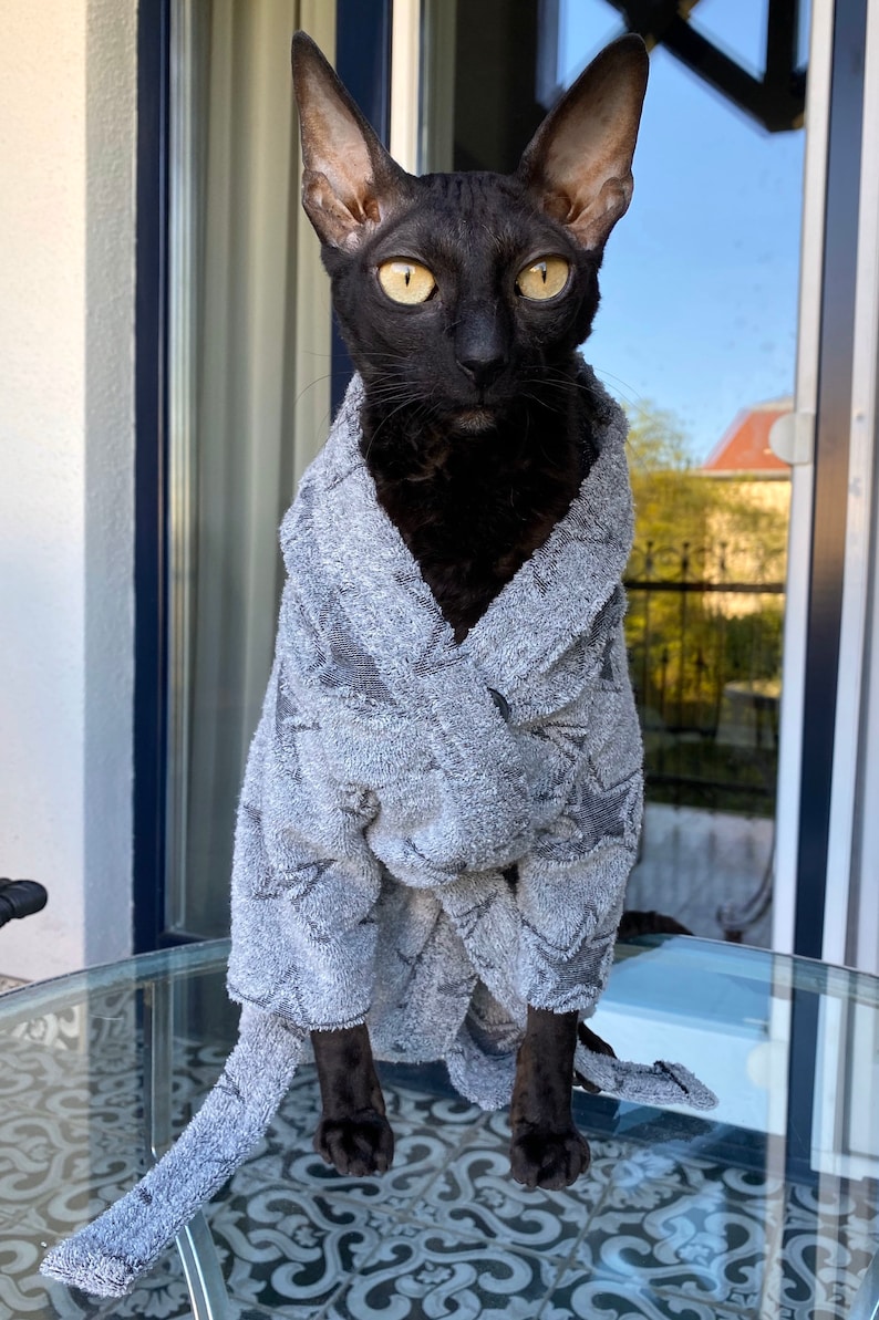 Kotomoda CAT WEAR Bathrobe grey stars | Etsy