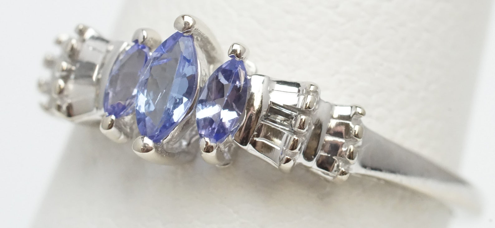Signed STS Chuck Clemency 3 Stone Marquise Tanzanite & Diamond Accent ...