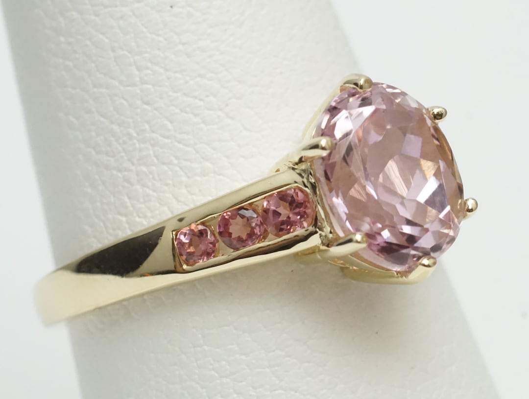 Chuck Clemency STS 14K Yellow Gold Natural Oval Morganite & Round Pink ...