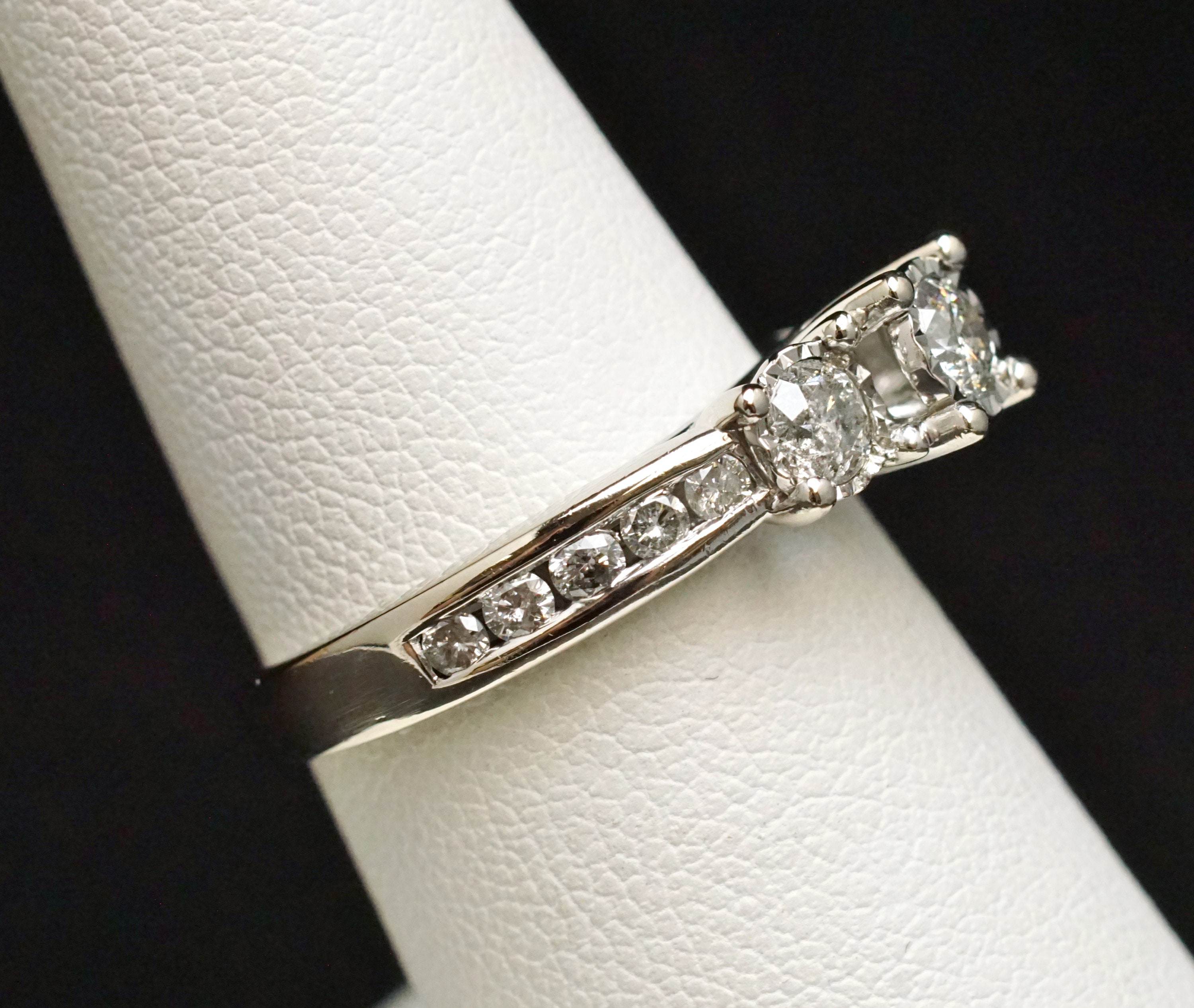 Signed ZEI 10K White Gold 1 Ctw Diamond Engagement Ring - Etsy
