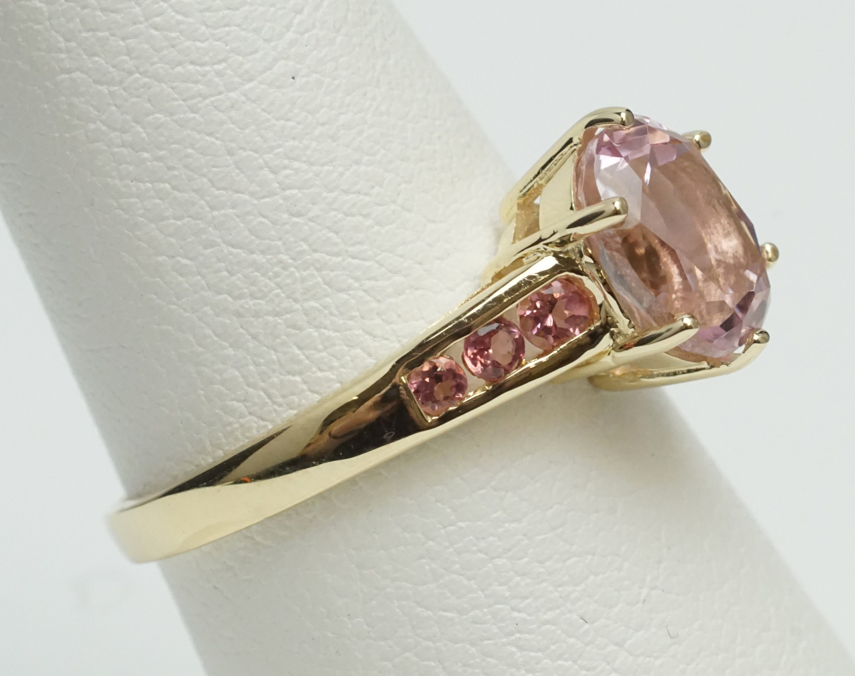 Chuck Clemency STS 14K Yellow Gold Natural Oval Morganite & Round Pink ...