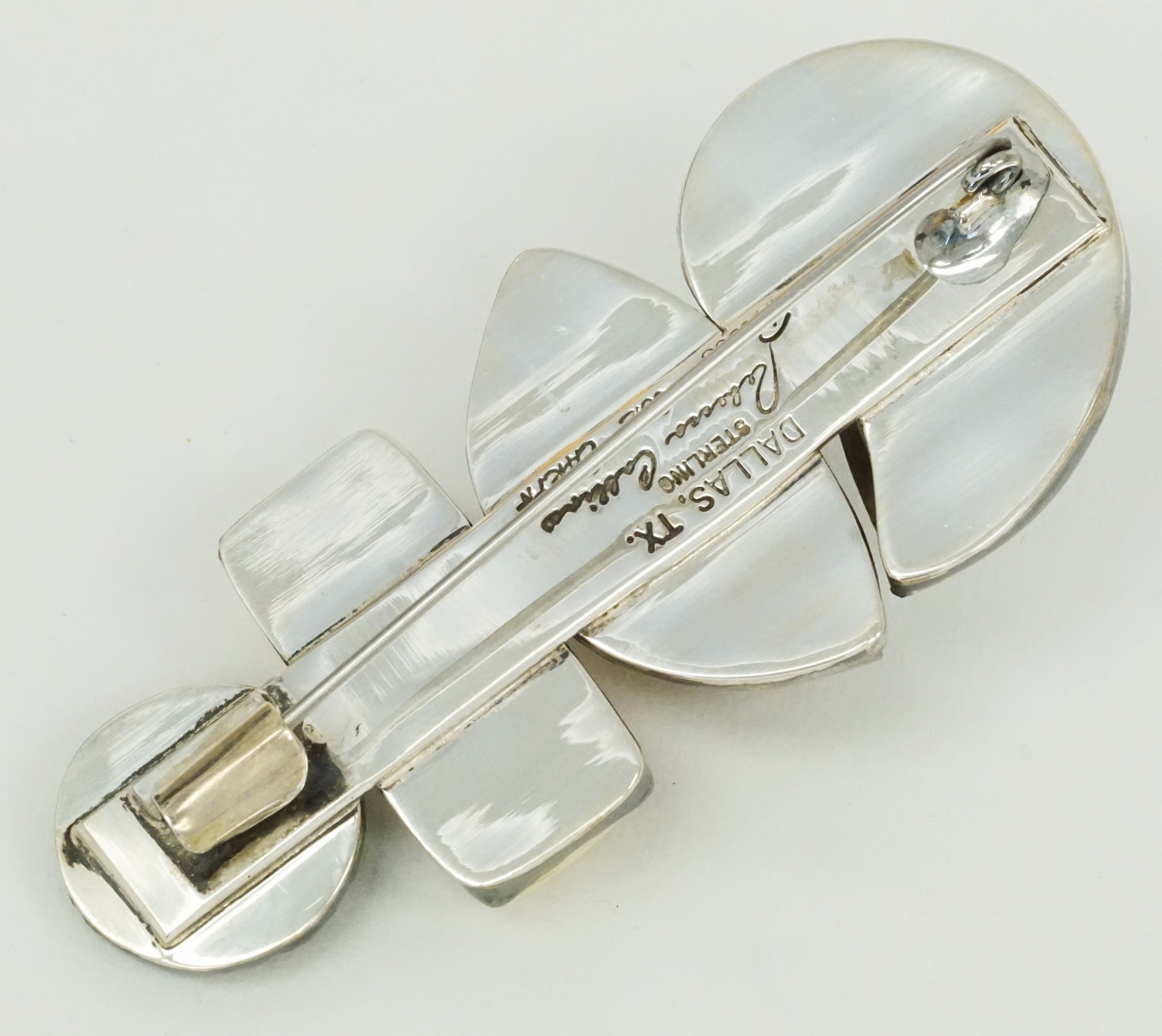 Signed Rebecca Collins Pin Brooch Sterling Shell Rutilated | Etsy