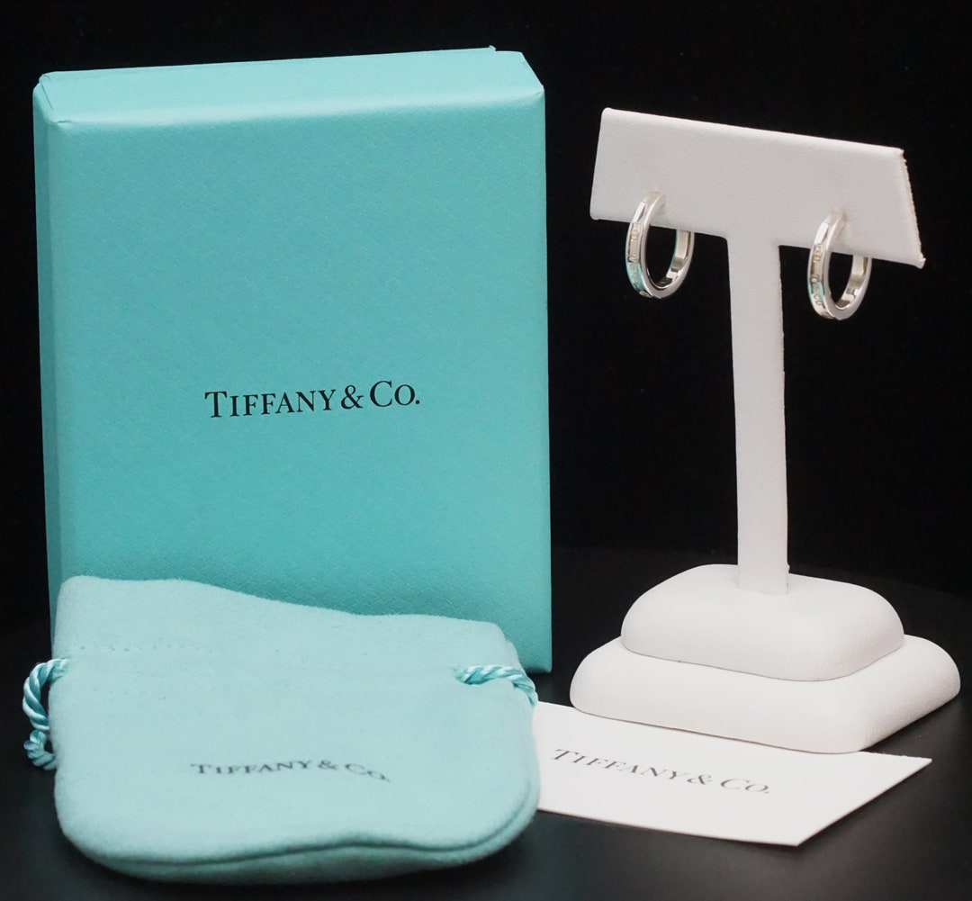 Tiffany & Co 925 Sterling Silver 1837 Hoop Earrings With Box Pouch D2329 - Etsy