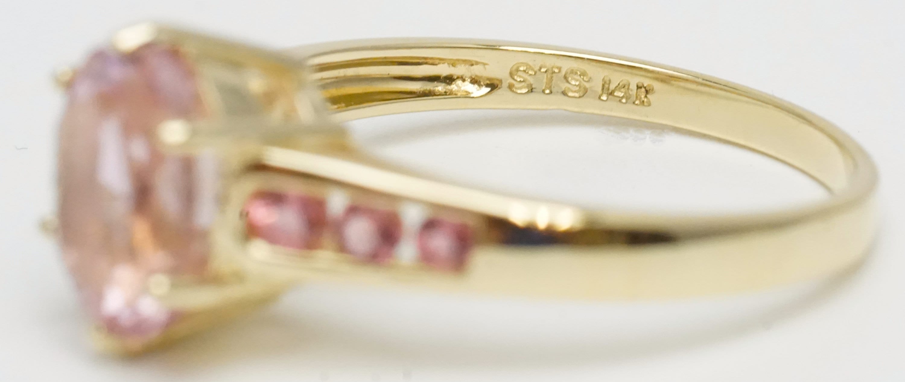 Chuck Clemency STS 14K Yellow Gold Natural Oval Morganite & Round Pink ...