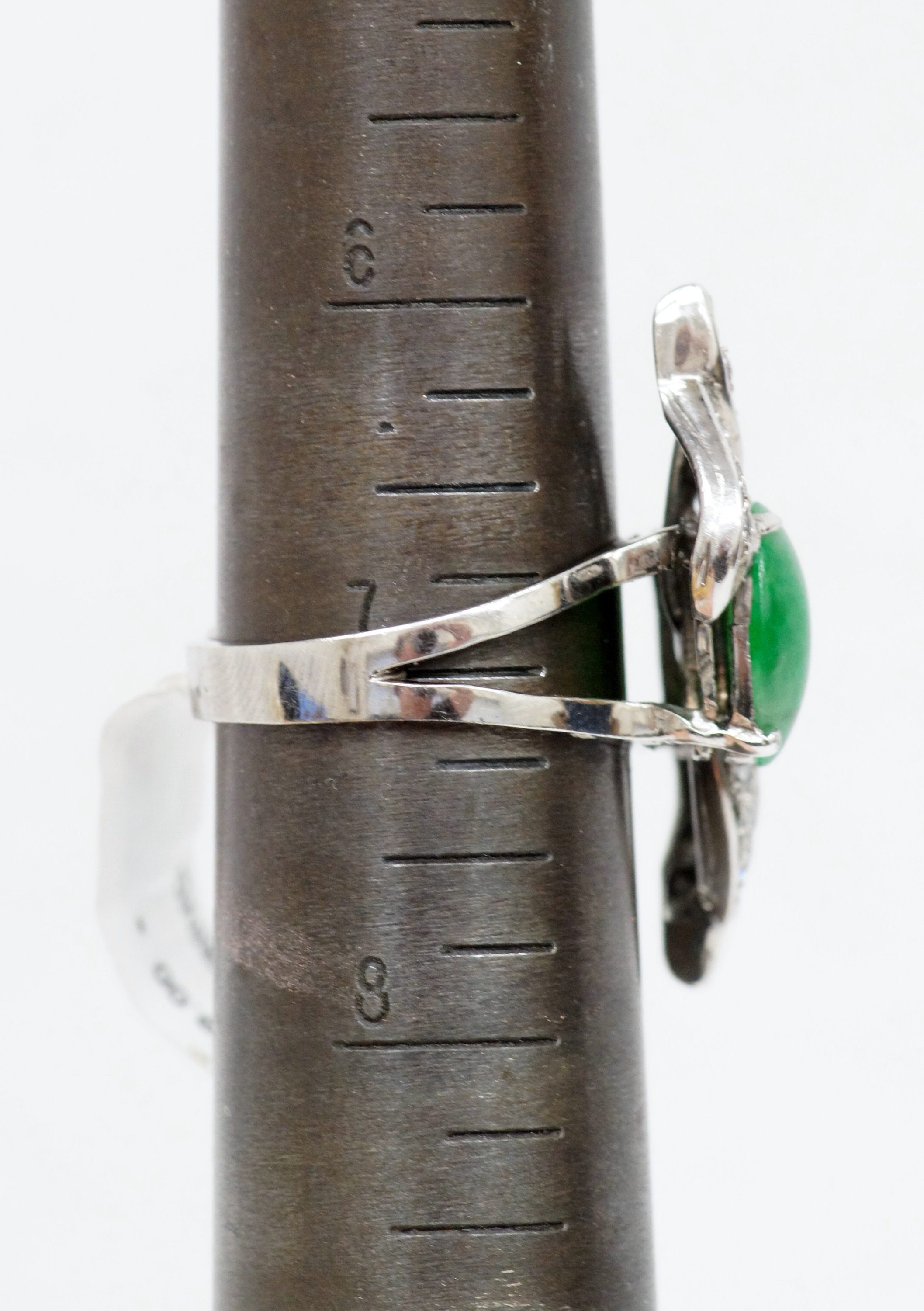 Unique Vintage 14K White Gold Jade Cabochon & 1/4 Cttw Natural - Etsy UK