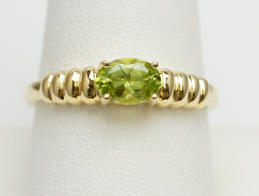 Chuck Clemency STS 14K Yellow Gold Oval Cut Peridot Solitaire Ring ...