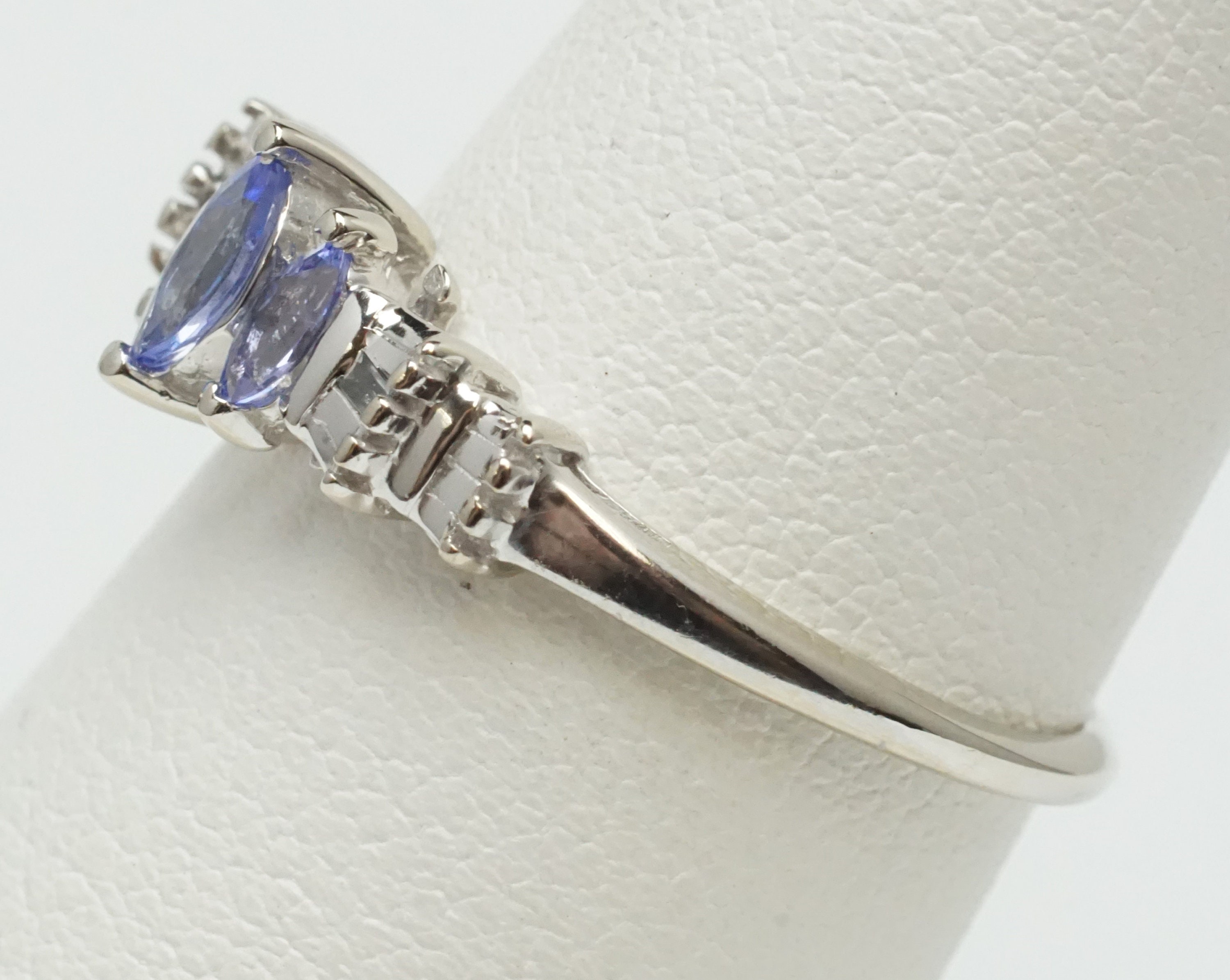 Signed STS Chuck Clemency 3 Stone Marquise Tanzanite & Diamond Accent ...