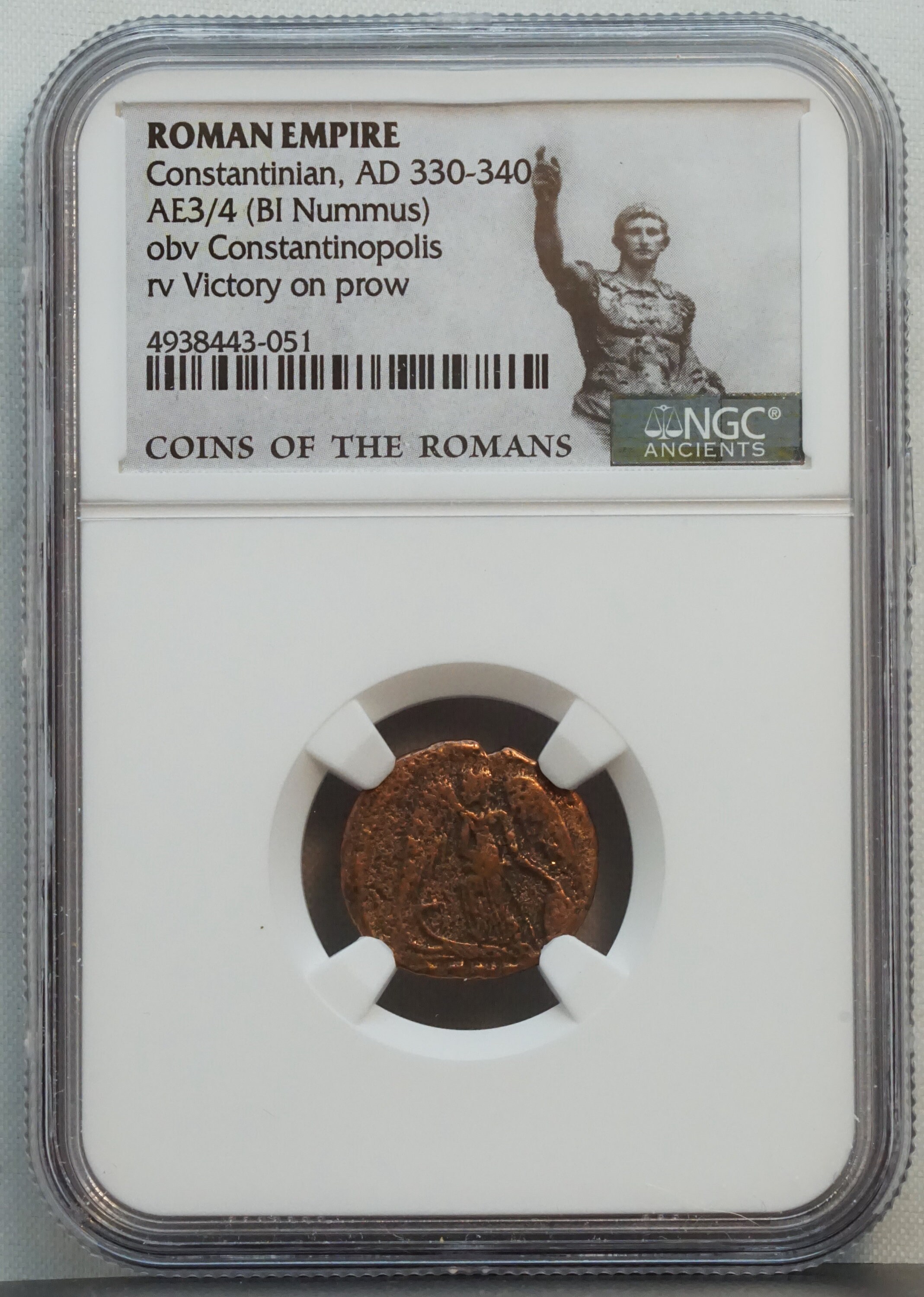 Roman Empire Constantinian AD 330-340 BI Nummus NGC Ancients Authentic Coin First Guardian Angel ...