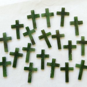 1 1/8" Genuine Green Jade Cross Pendant Jewelry Making Crafting Pre ...