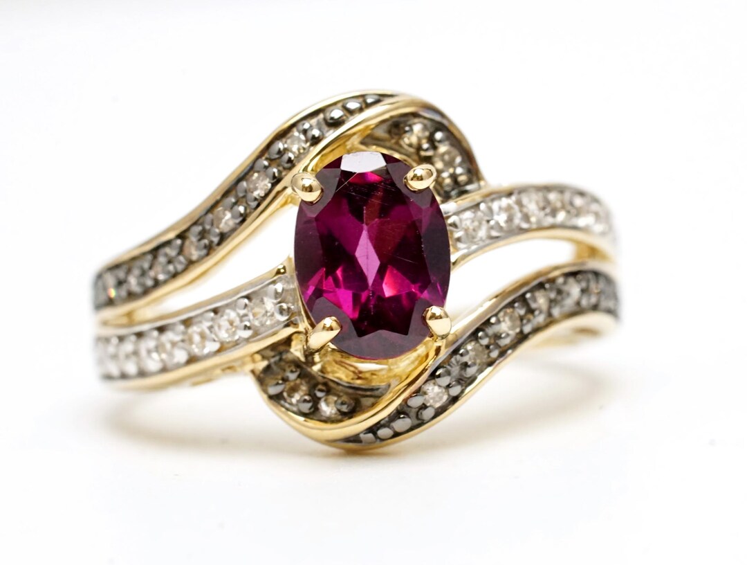 BBJ Bangkok Ratnaraj Jewelry 10K Yellow Gold Ring Grape Rhodolite ...