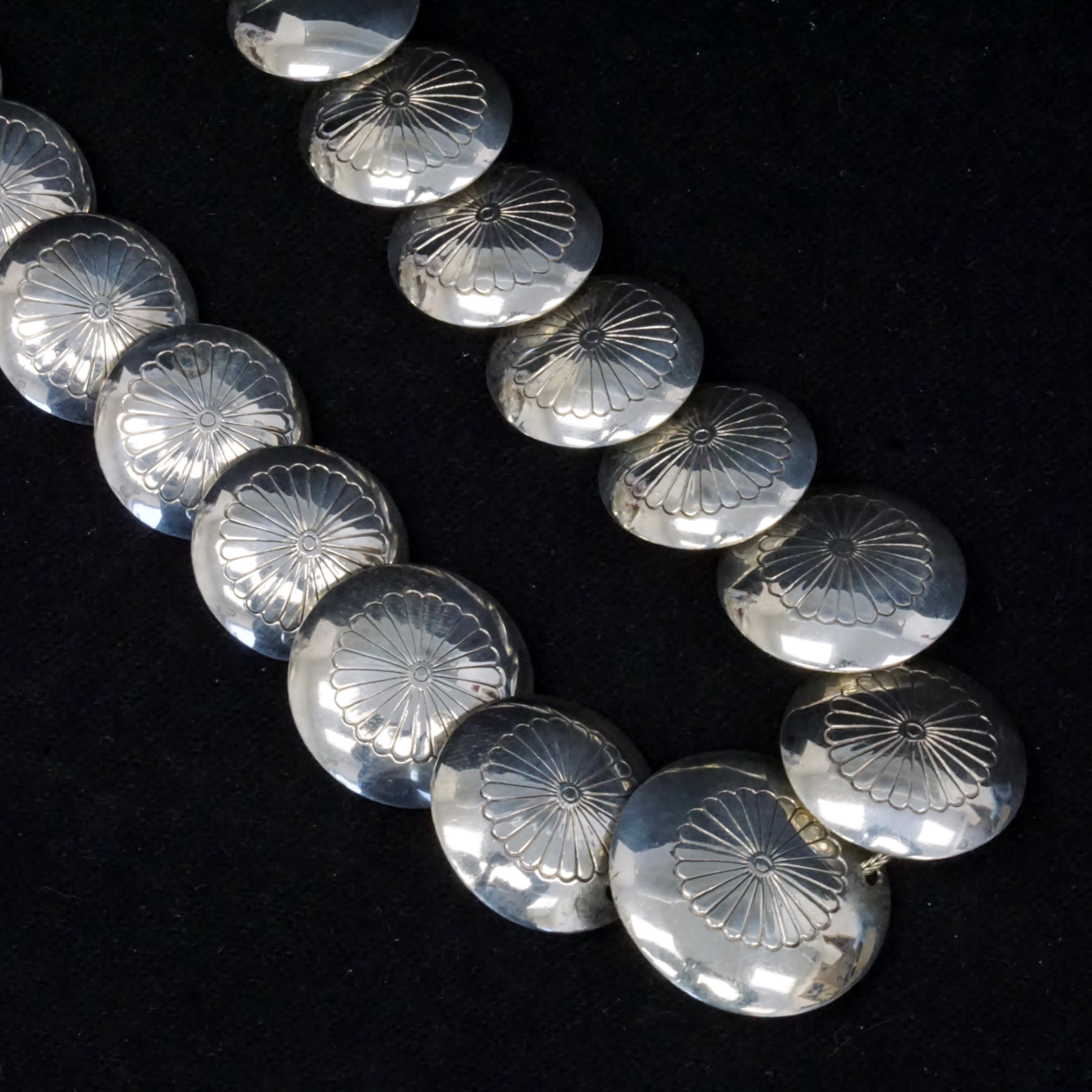 Vintage Native American Graduated Disk Necklace in Sterling Silver ...