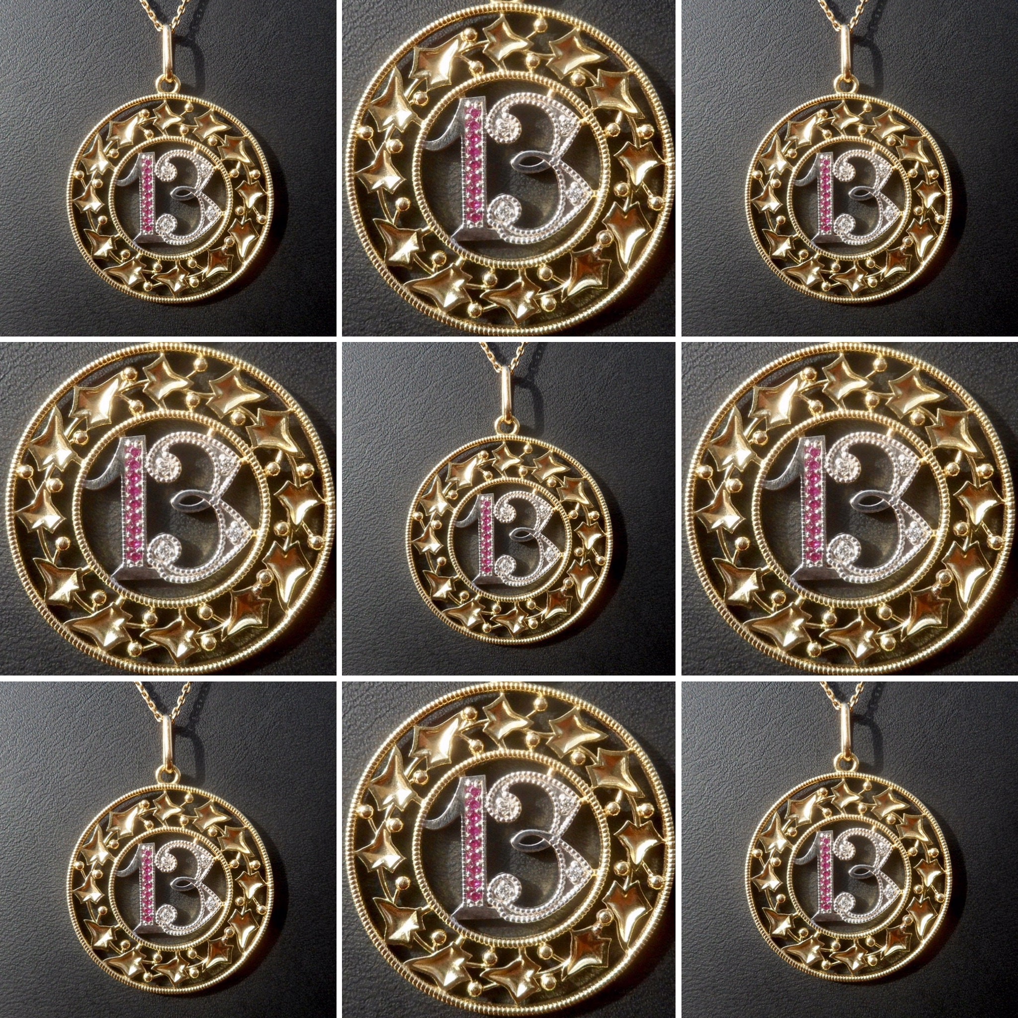 Vintage ' Lucky Number 13 ' Charm / Love Pendant 18k - Etsy