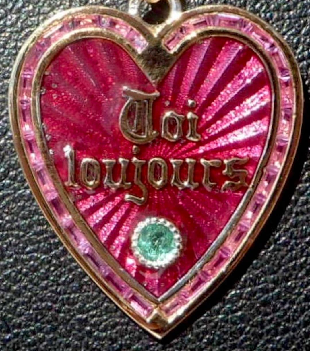 Vintage French Pink Saturday Night ' Toi & Moi Toujours ' Charm / Love ...