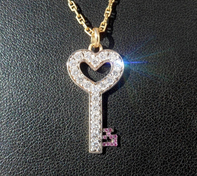 Vintage French ' Paradise Key ' Charm / Pendant, Diamonds, the 90S, 18k ...