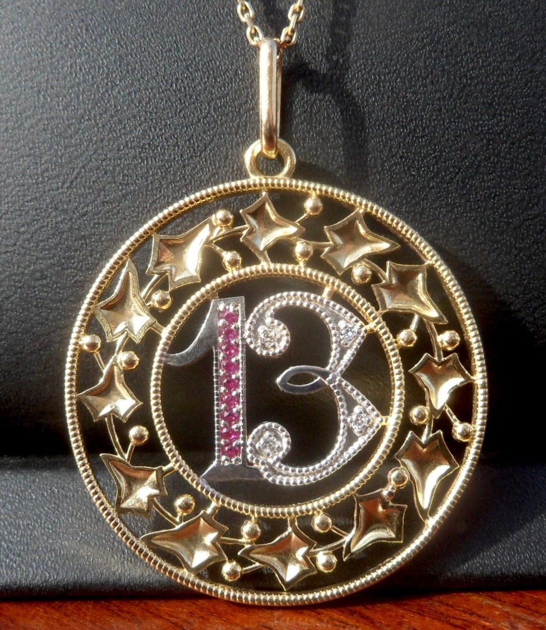 Vintage ' Lucky Number 13 ' Charm / Love Pendant 18k - Etsy