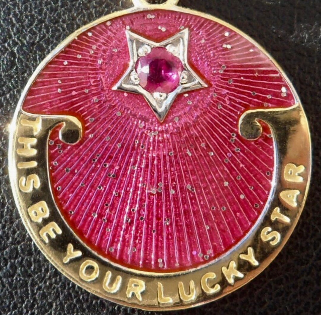 Pink Saturday Night Lucky Star Charm / Love Pendant, Signed RIPP, 18k ...