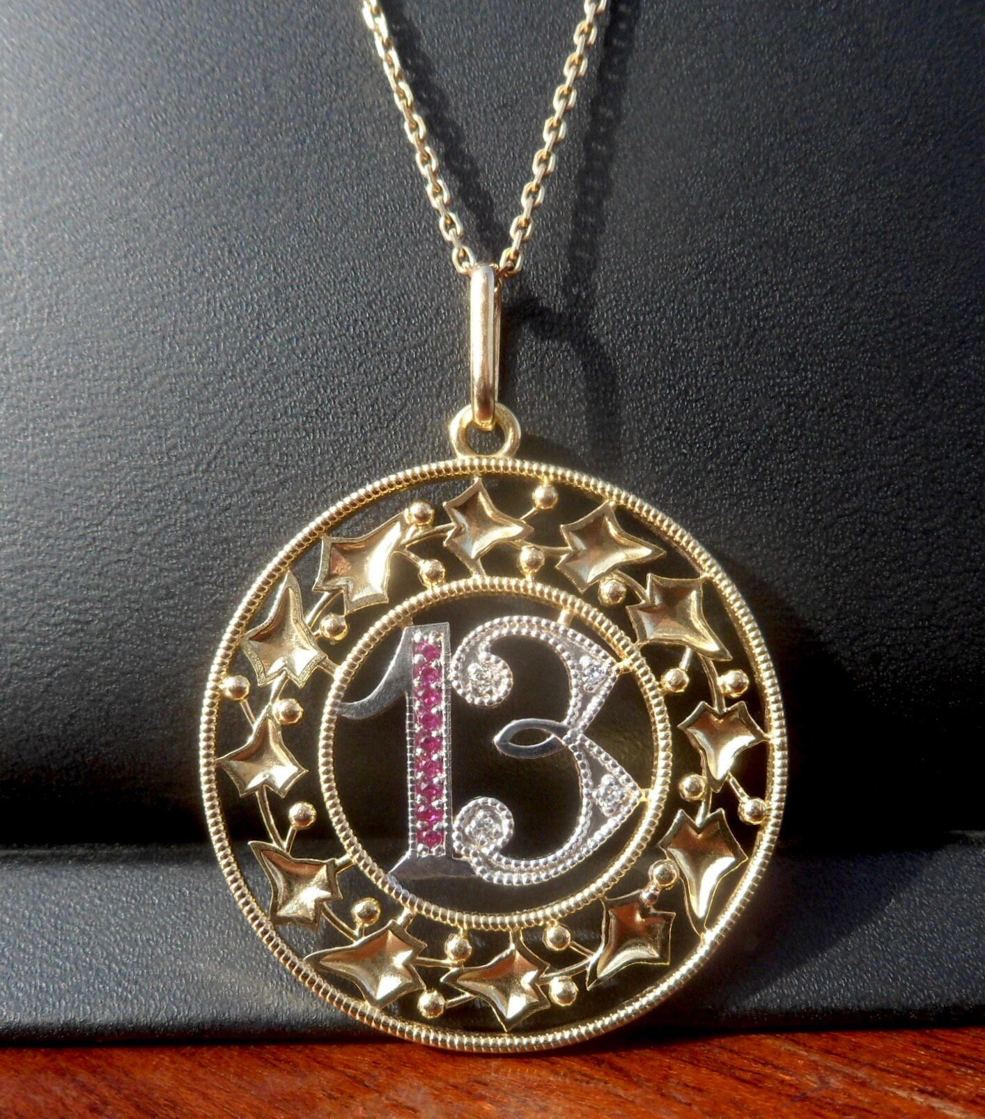 Vintage ' Lucky Number 13 ' Charm / Love pendant 18k | Etsy
