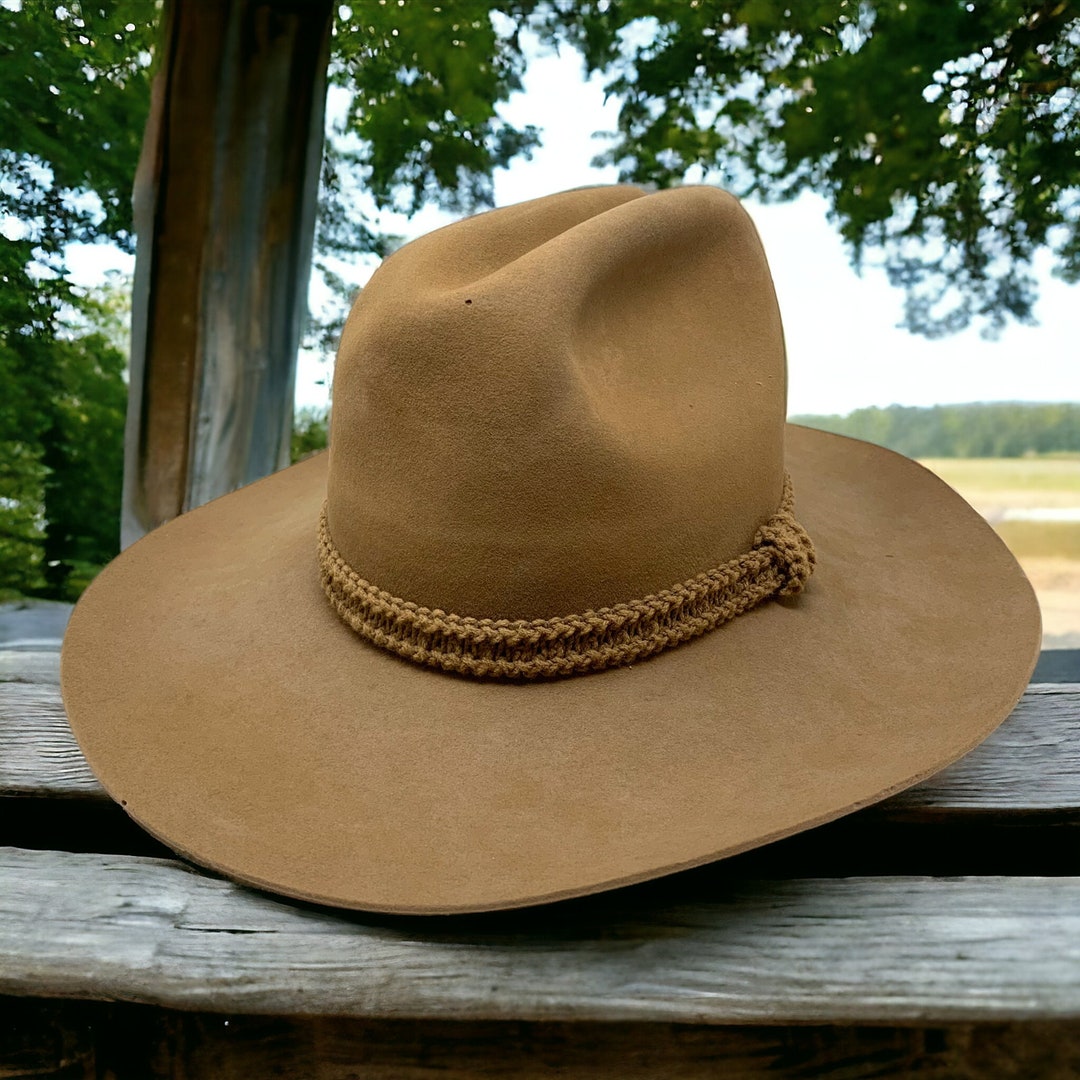 Vintage Wrangler Riata Custer Cowboy Hat Tanbark Sz 6 7/8 Long Oval ...