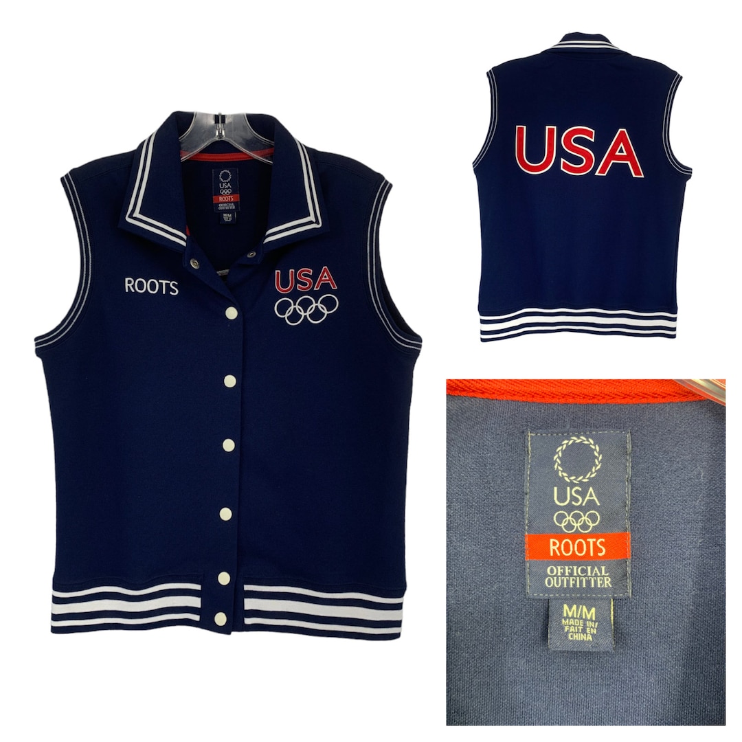 Vintage Roots USA Olympics Snap Front Navy Blue Sport Vest - Etsy