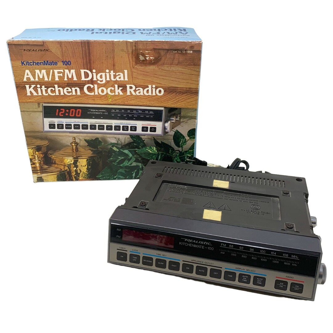 Vintage Under Cabinet Realistic Digital Kitchen Clock Radio Kitchenmate ...