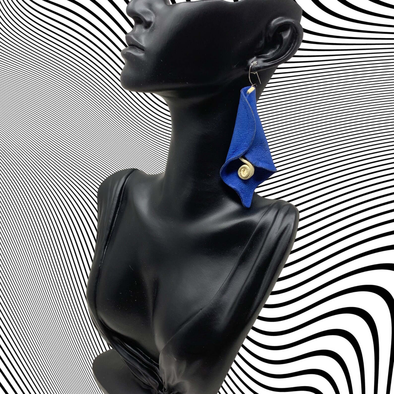 Vintage 1980's Artisan Suede Avant Garde Pierced Earrings Modernist New ...