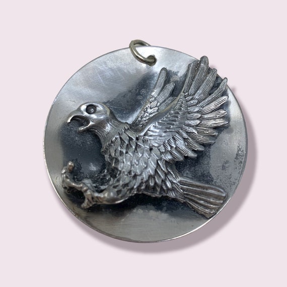 Vintage Silver Tone American Eagle in Flight Circle P… - Gem