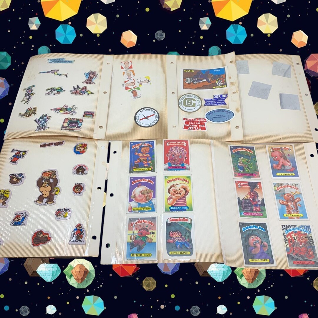 Vintage 1980s Sticker Book Pages Fuzzy Transformers Puffy Donkey Kong E ...