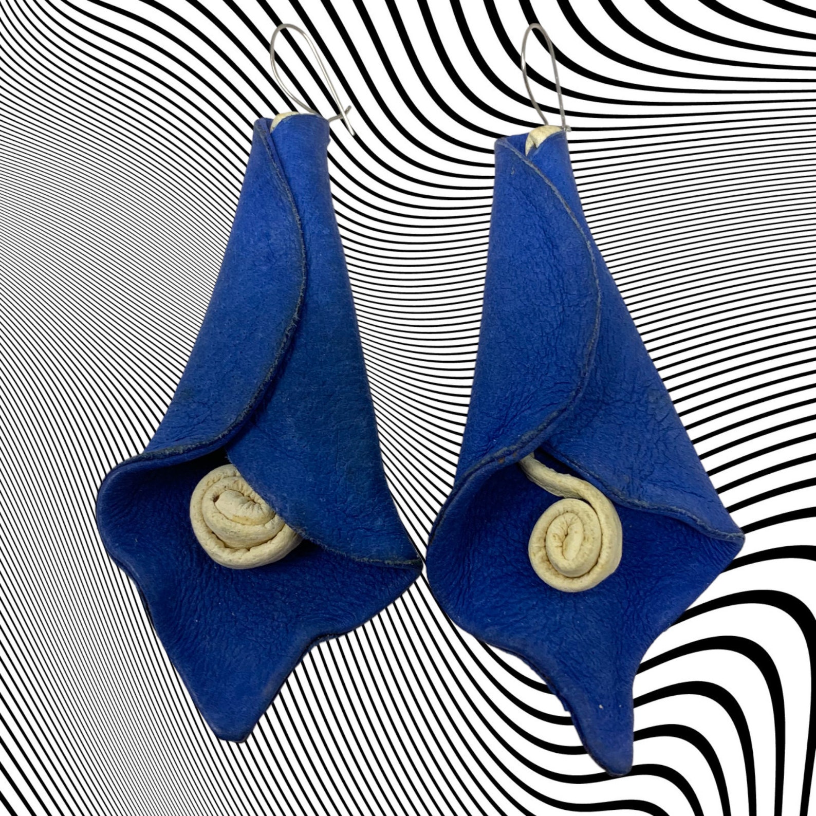 Vintage 1980's Artisan Suede Avant Garde Pierced Earrings Modernist New ...