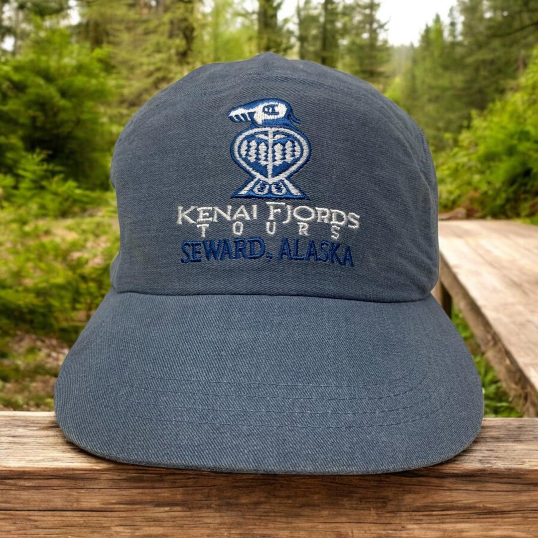 Vintage Kenai Fjords Tours Seward Alaska Blue Strapback Hat Cap SCI ...