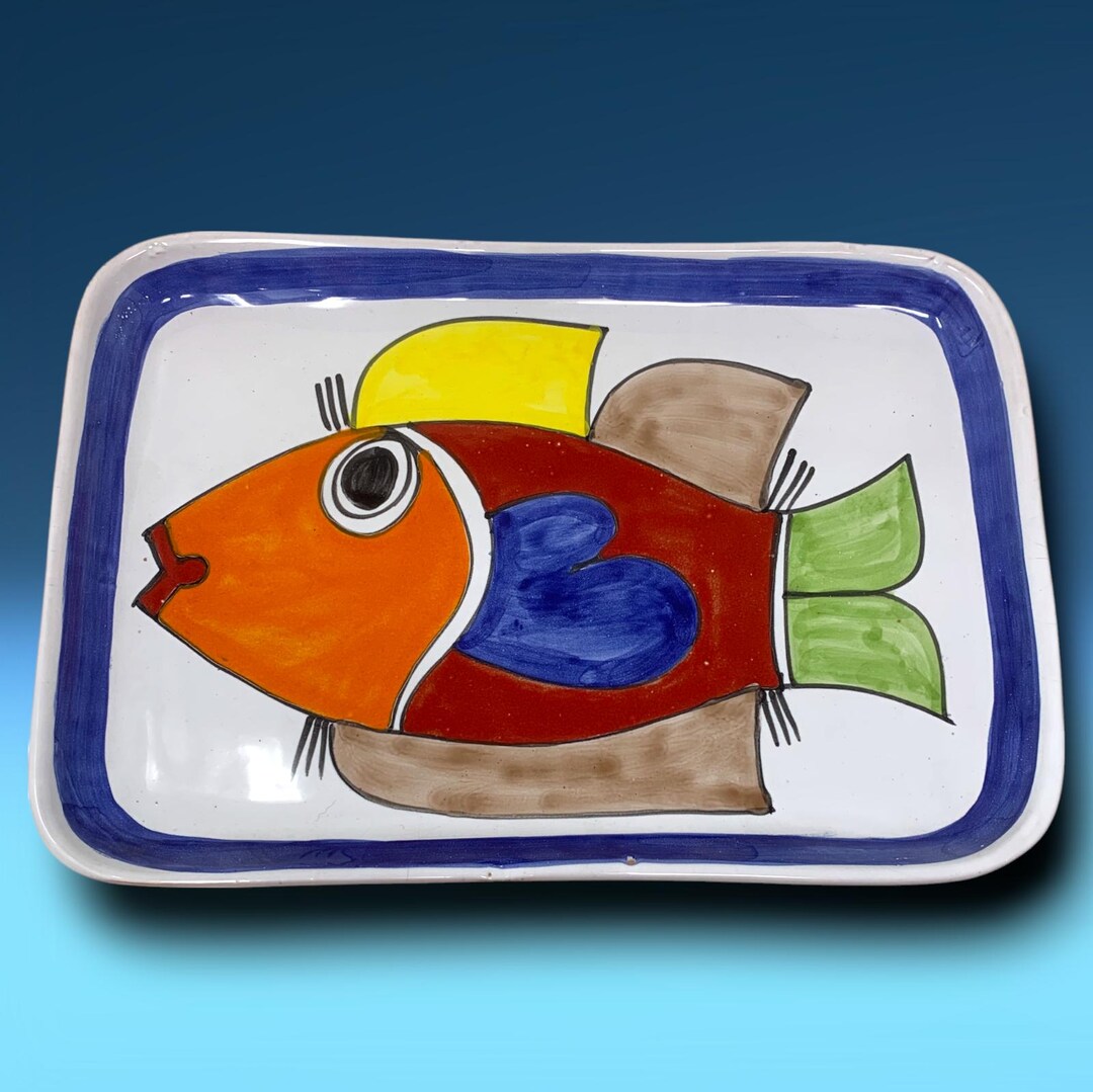 Vintage MCM Nino Parrucca Fish Plate Platter Pottery Plate Italy Wall ...