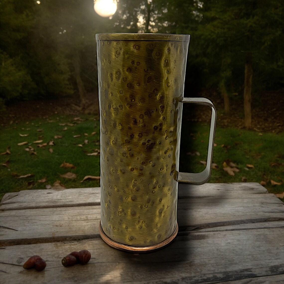 Vintage Hammered Brass Tankard Stein Mug Handled Vessel 8 Tall - Etsy