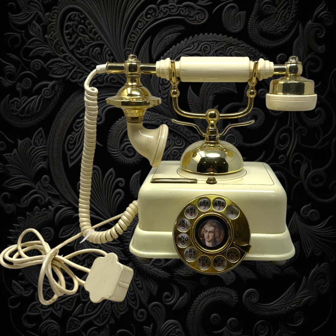 Vintage Onyx Telephone Center Versailles Baroque Brass Rotary Phone ...