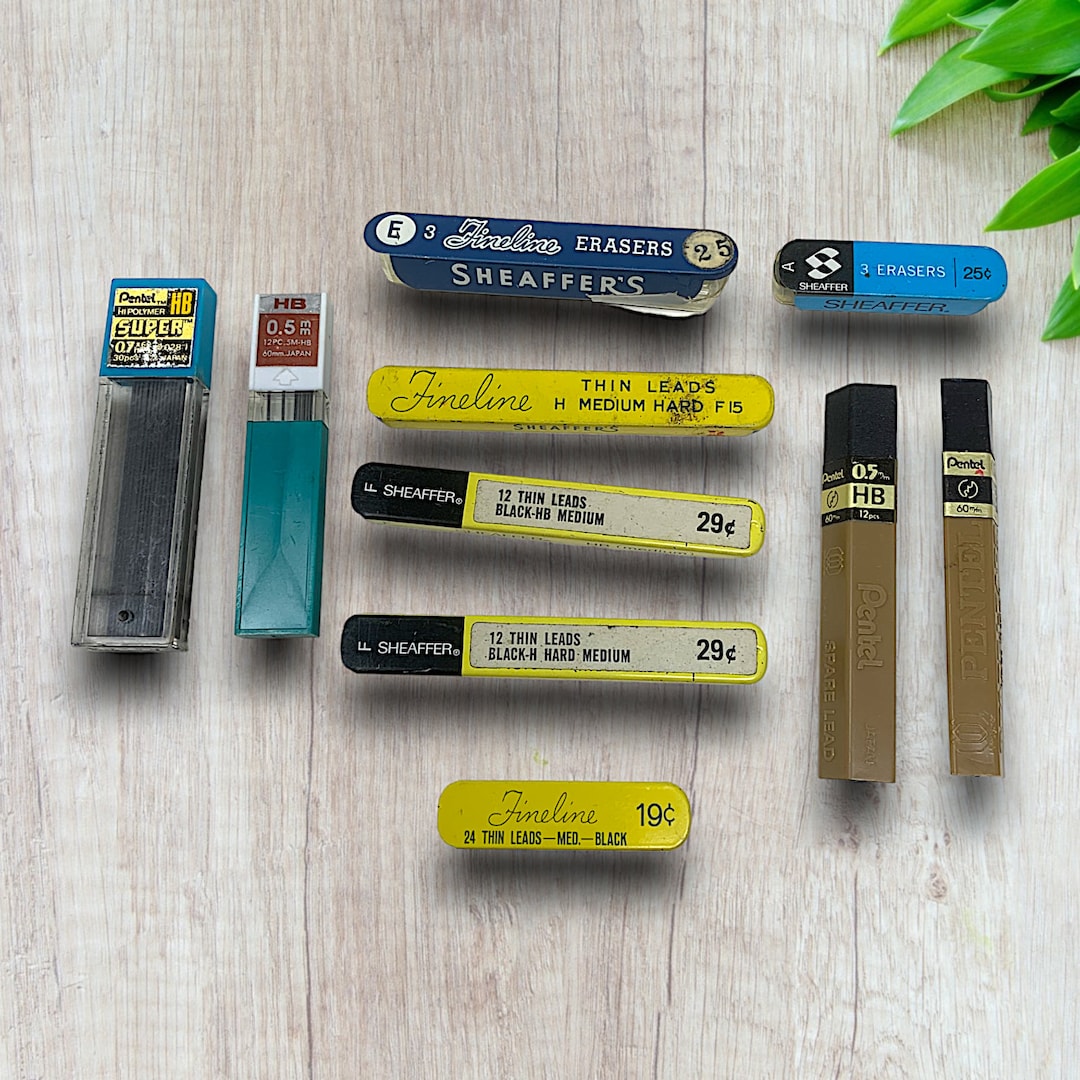 Vintage Lot 10 X Mechanical Pencil Leads Erasers Fineline Sheaffer ...