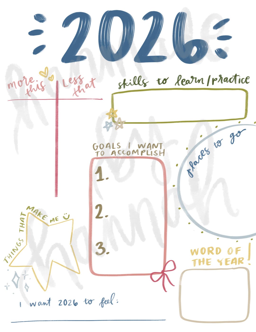 2026 Vision Board Template Printable | Digital Vision Board Kit With ...
