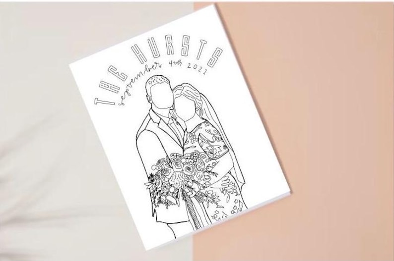 Custom Wedding Coloring Page | Personalized Event Coloring Pages for ...