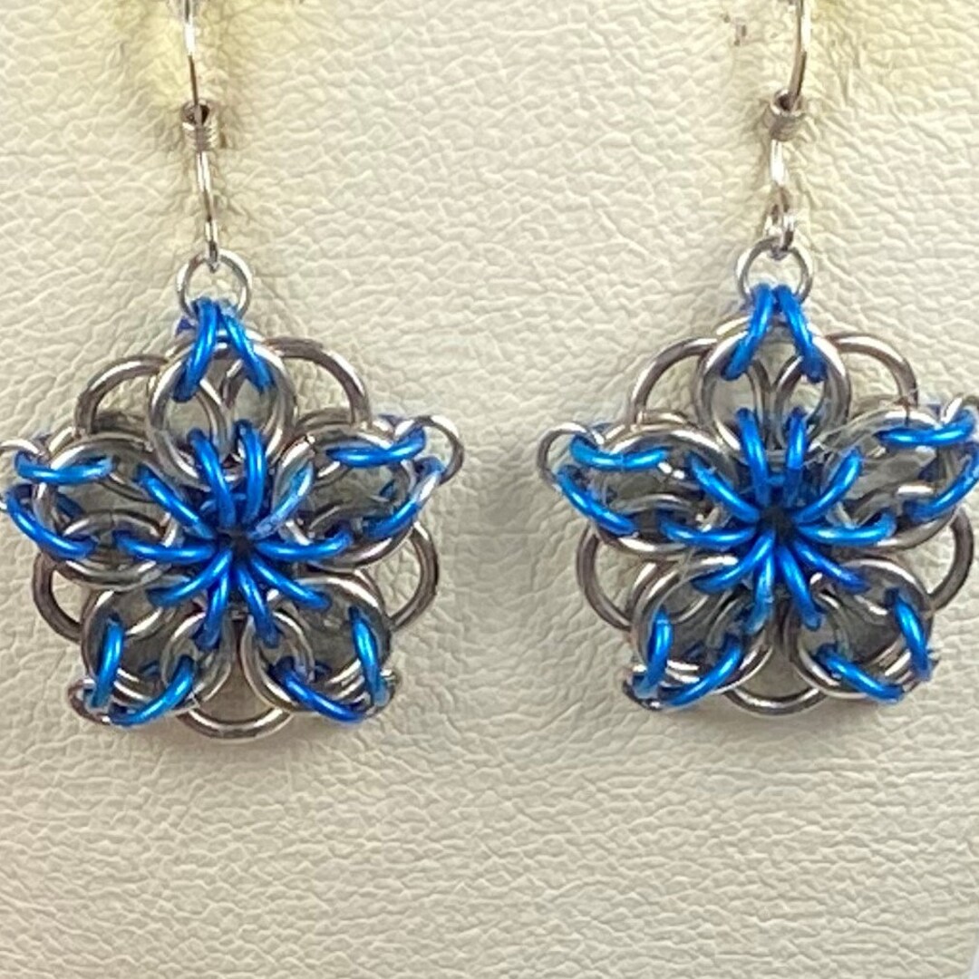 Sterling Silver Chainmail Earrings Celtic Star Pattern Chainmaille ...