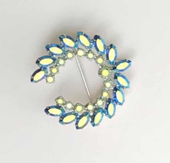 Vintage B. David Aurora Borealis Blue Rhinestone Wr… - Gem